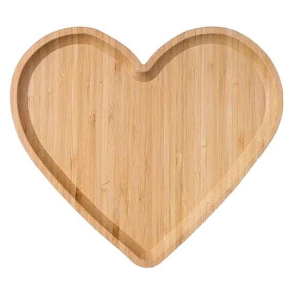 Heart Shaped Bamboo Serving Tray Natural Wooden Platter for Snacks ...