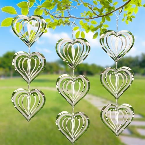 Heart Shaped Bird Scare Discs Set Device with Double-Sided Metal ...