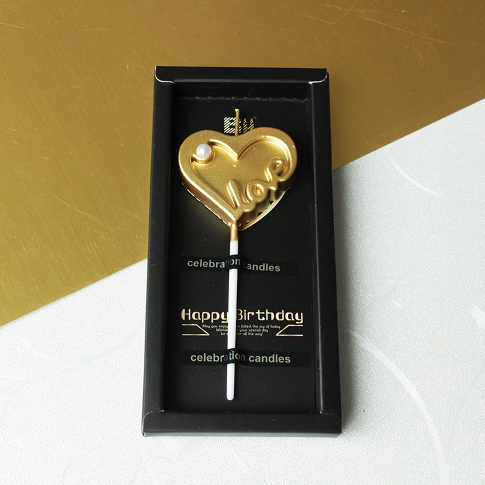 Heart Shaped Birthday Candles - Elegant Gold Color Candles for Cake ...