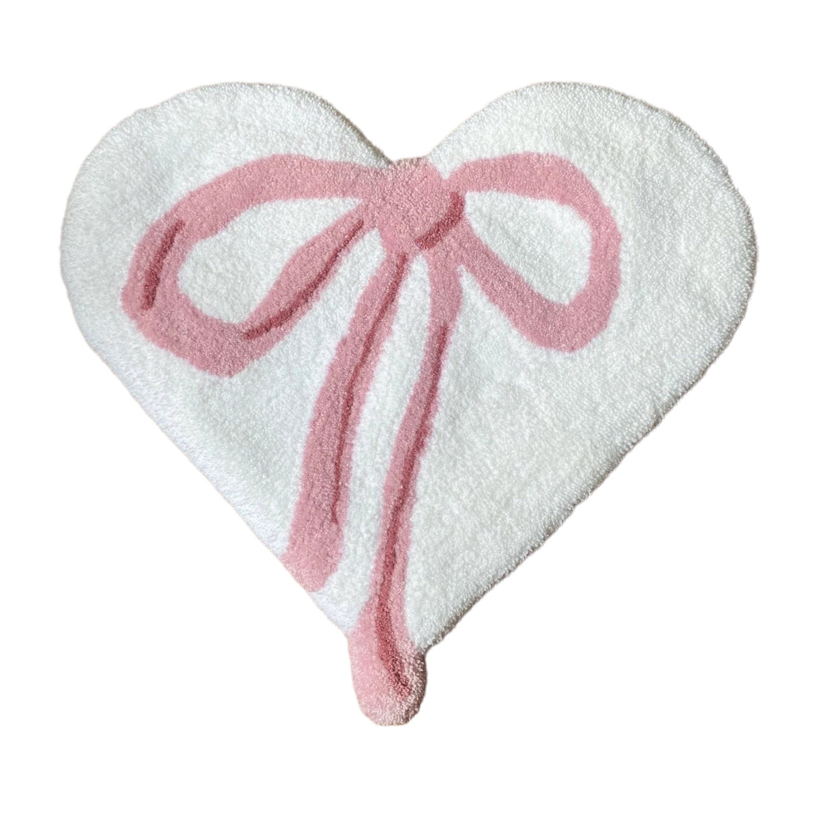 Heart Shaped Bow Rugs White Pink Bow Bath Mat Non Slip Doormat Heart ...