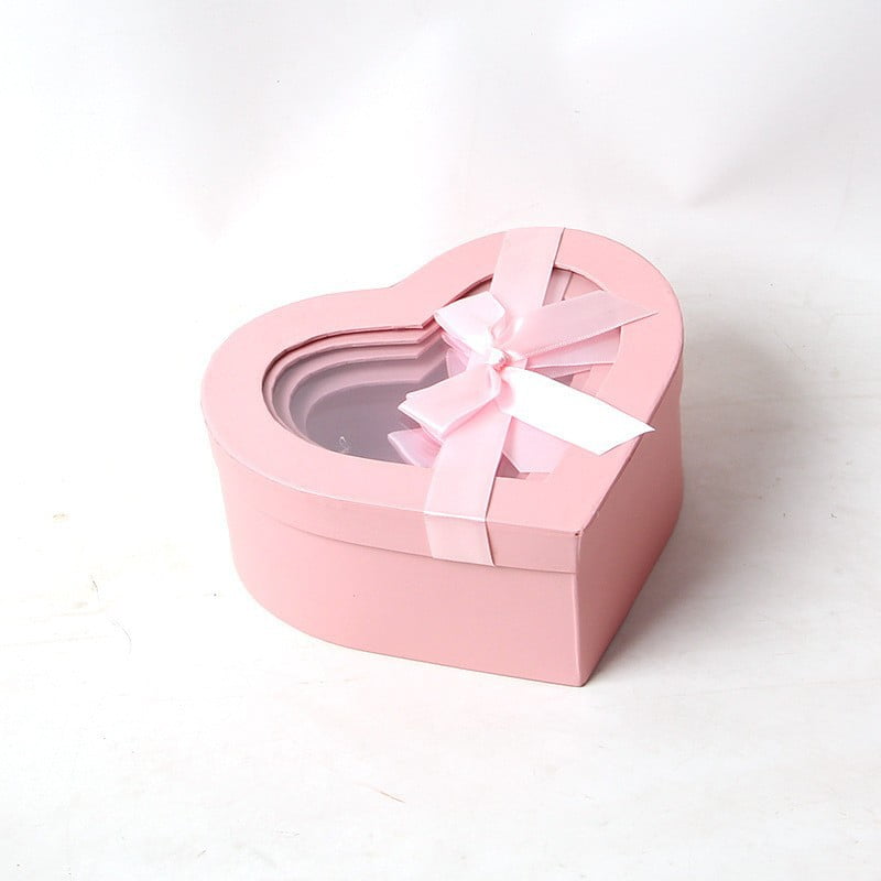 Heart Shaped Boxes for Flowers Packaging with Transparent Window Lids ...