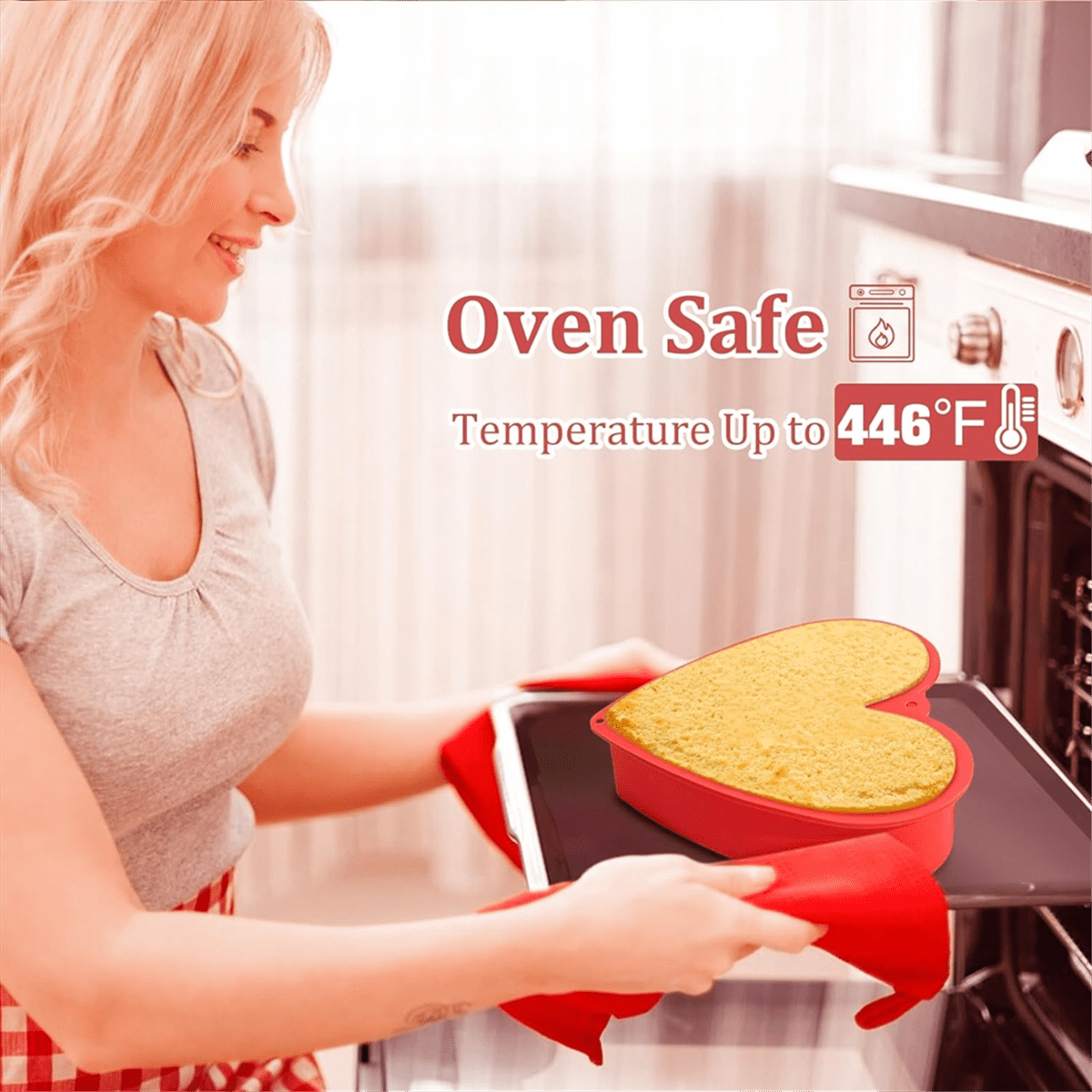 Heart Shaped Cake Pans 8.6Inch,Nonstick Silicone Heart Cake Mold ...