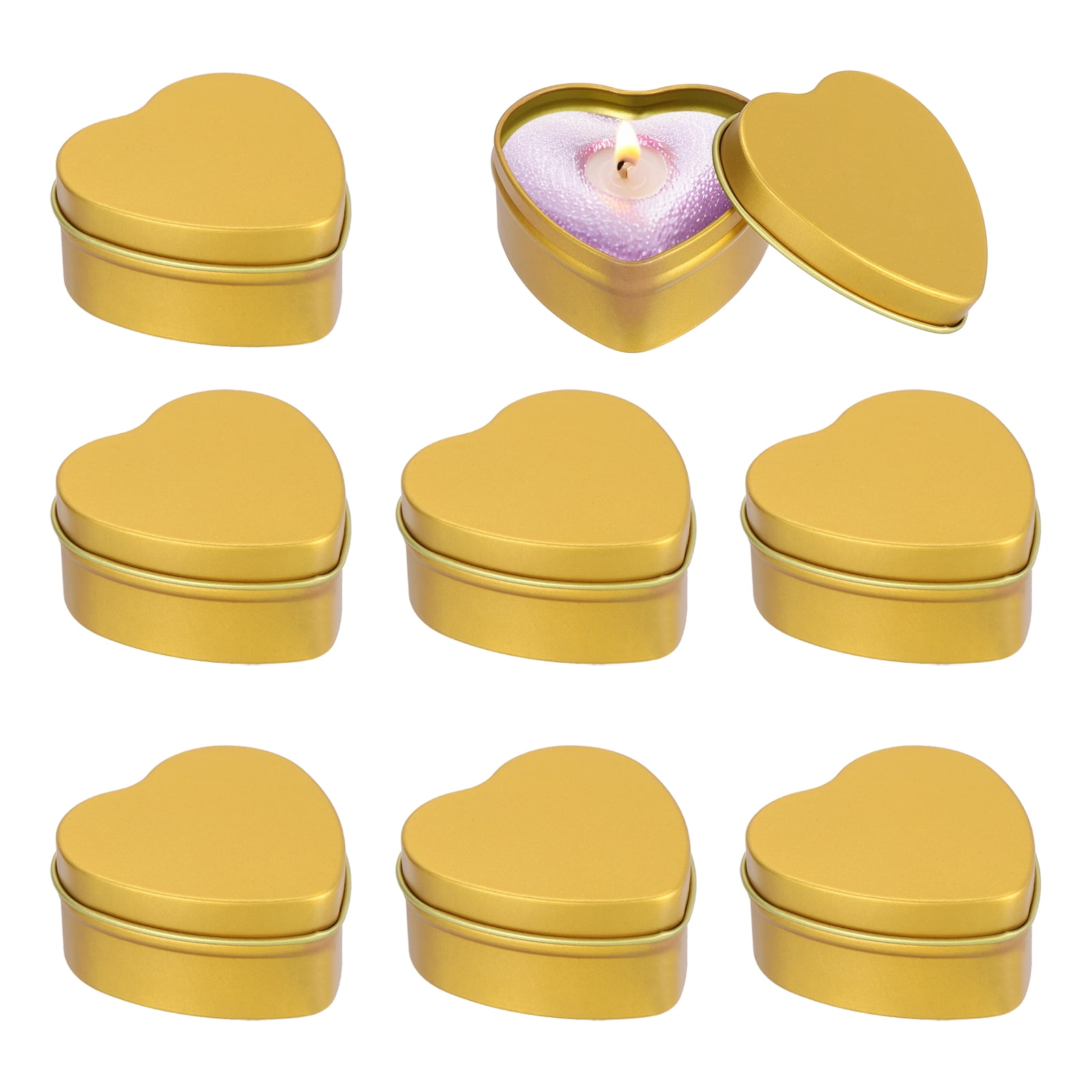 Heart Shaped Candle Tins, 2 oz Empty Metal Tin Cans Candles Containers ...