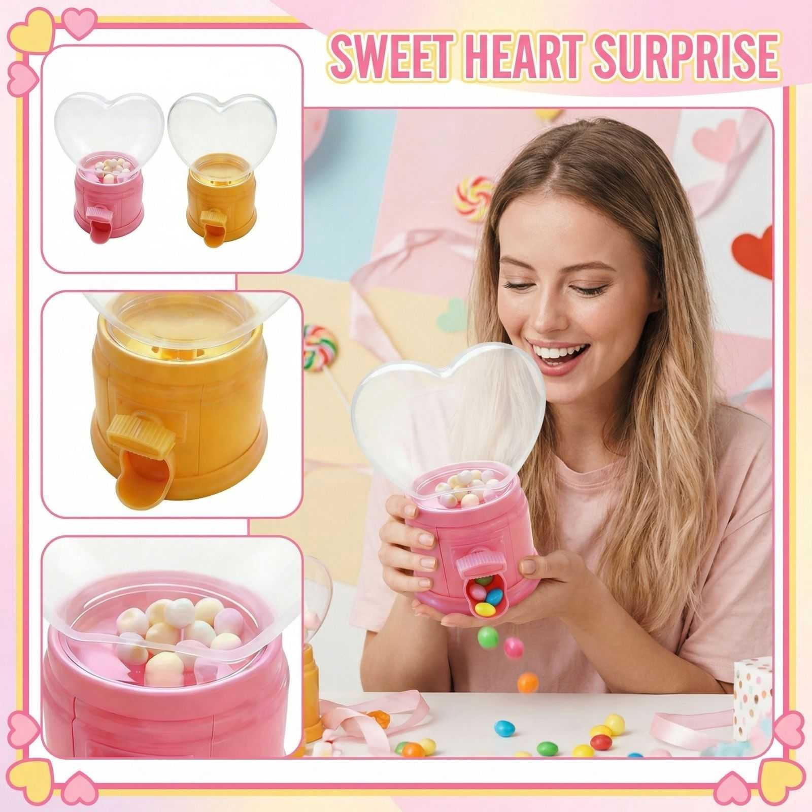 Heart Shaped Candy Dispenser, Pink Red Valentine Gifts Required Push ...