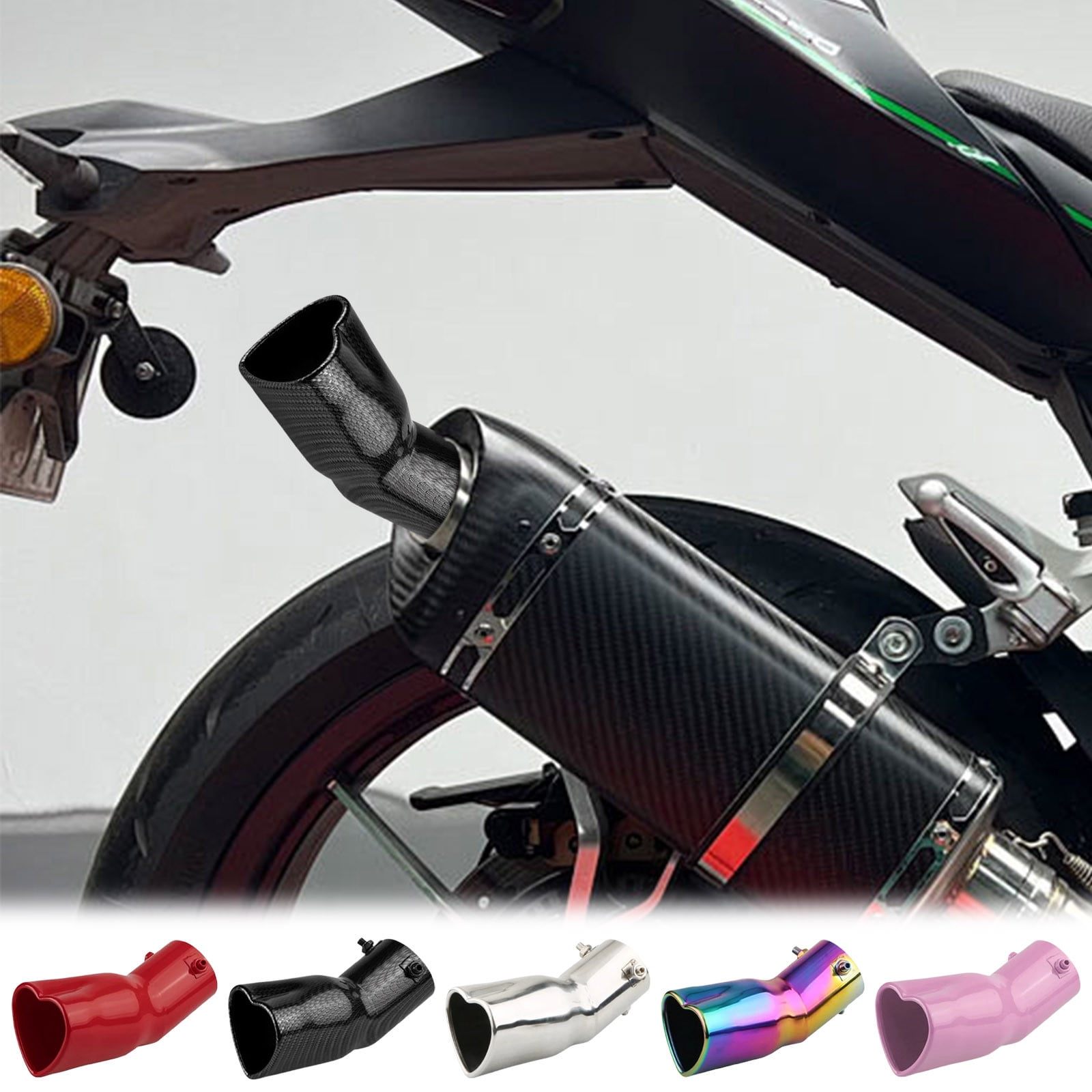 Heart-Shaped Car Exhaust Pipe Modification Kit, Universal Fit Double ...