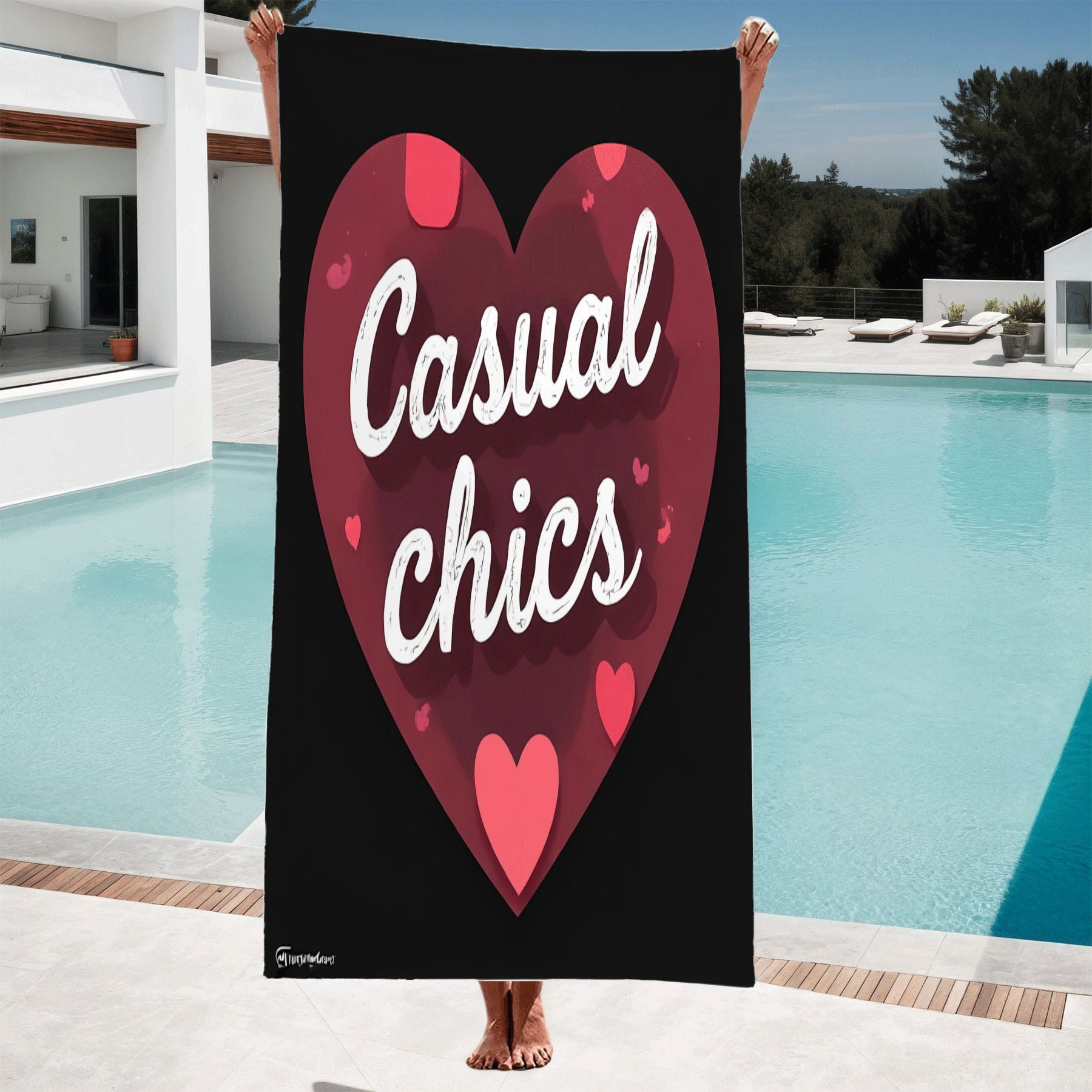Heart-Shaped Casual Chics Towel - Playful Gradient Red to Pink Design ...