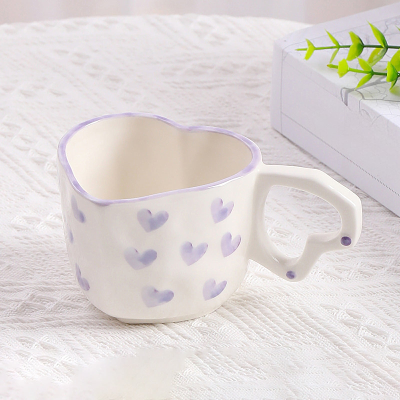 Heart Shaped Ceramic Mugs, Decorative Heart Shaped Coffee Mug for ...