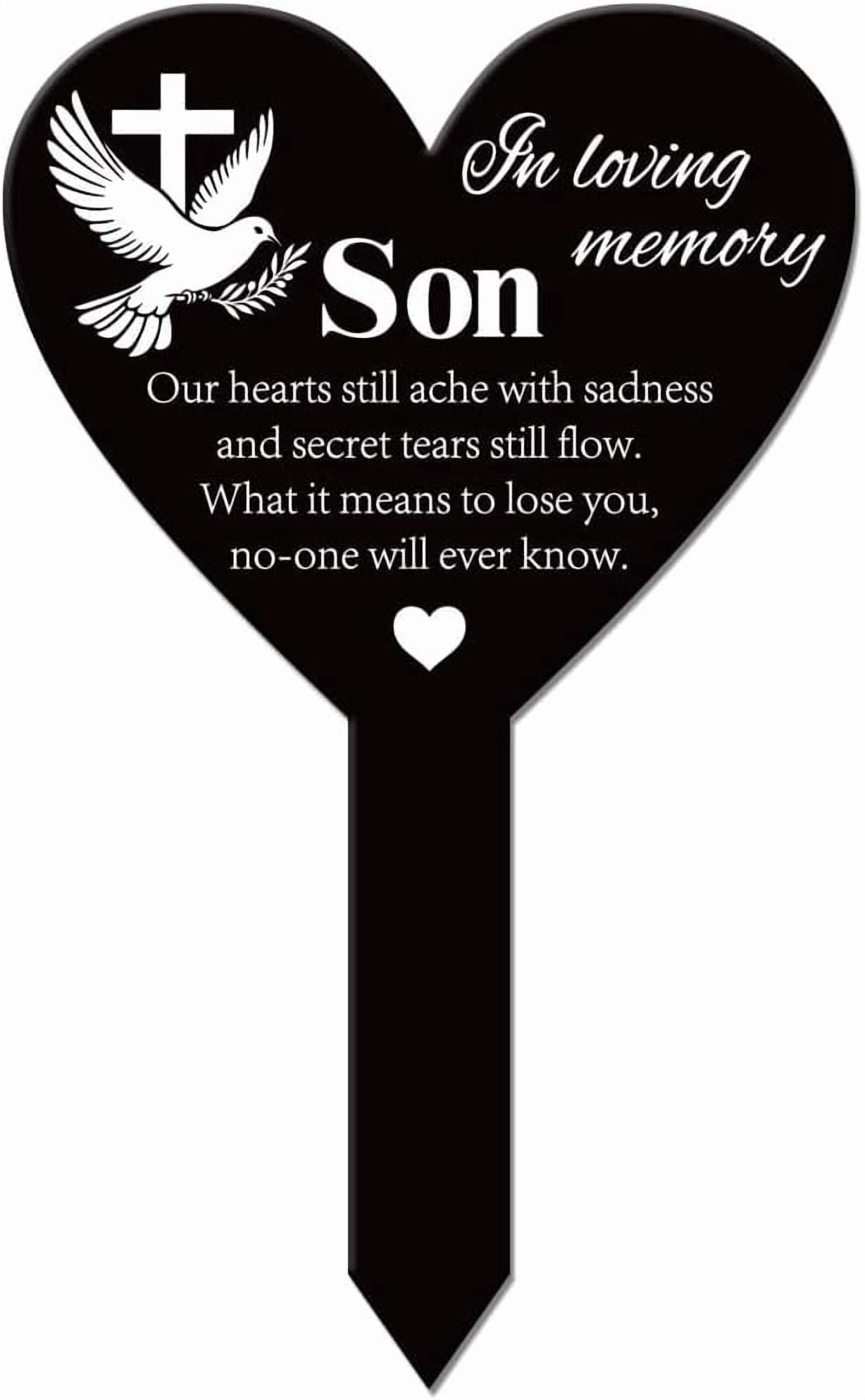 Heart Shaped Commemorative Son Garden Stake Peace Dove Memorial ...