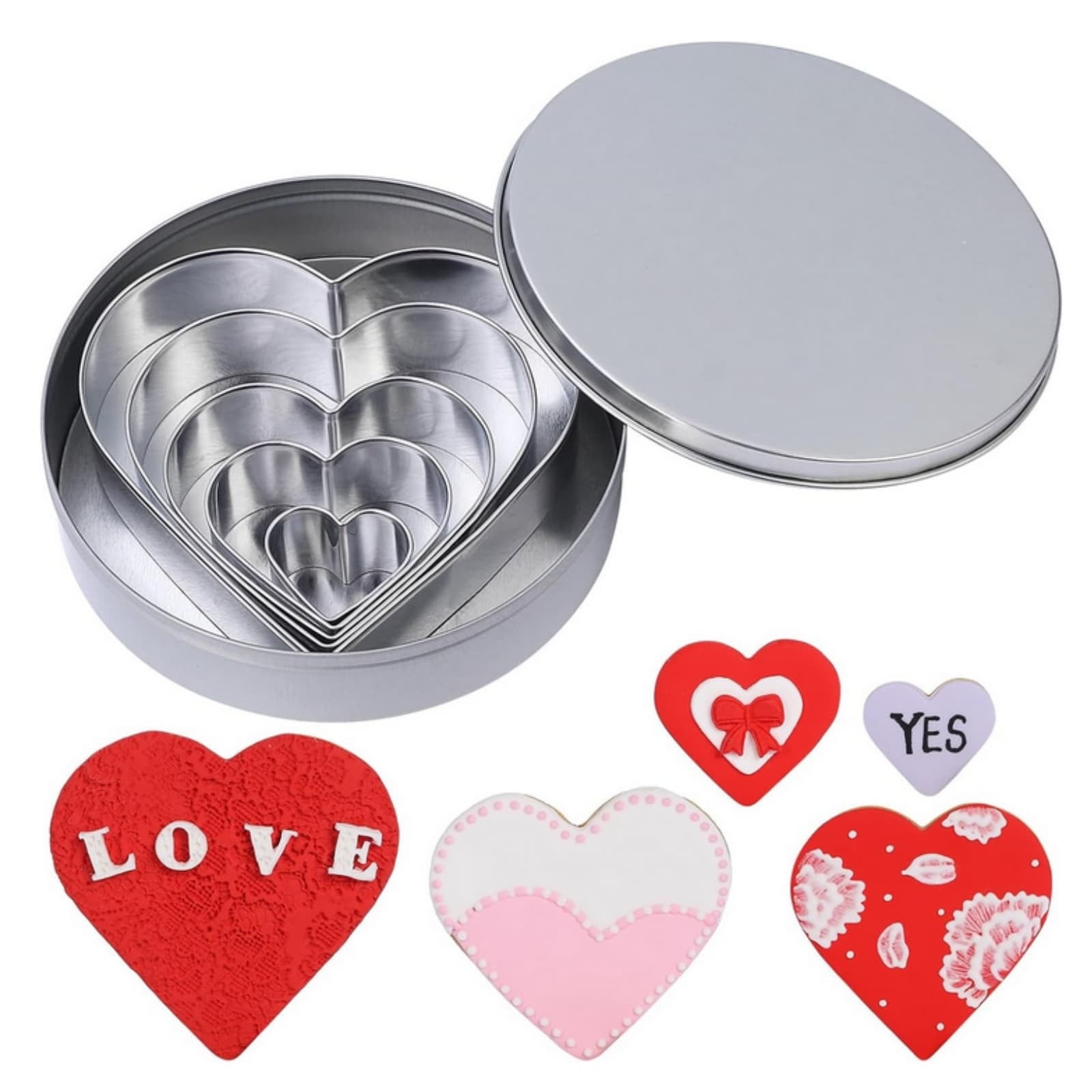 Heart Shaped Cookie Cutter，Heart Cookie Cutter Set - 6 Pcs Heart Shaped ...