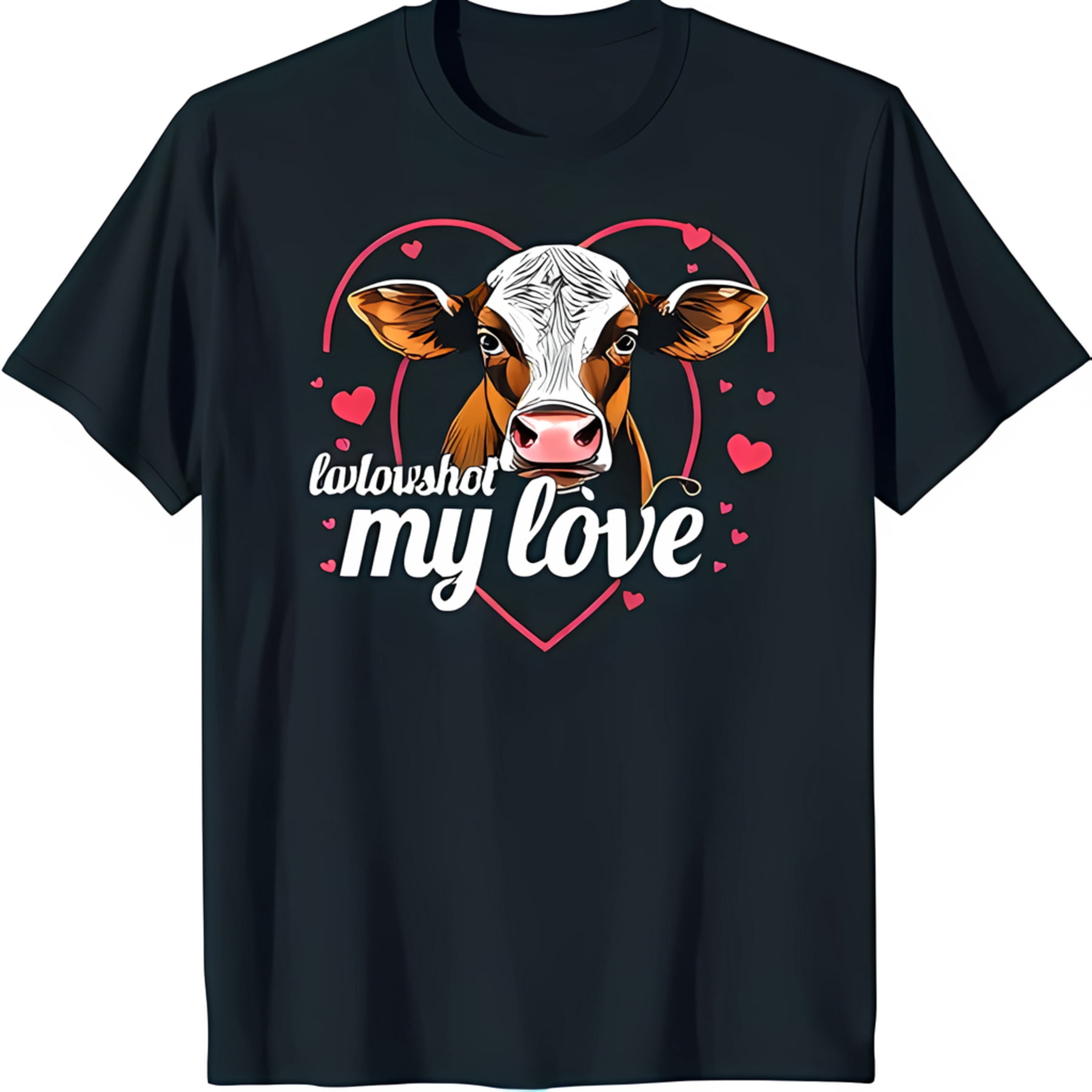 Heart Shaped Cow Face Graphic T-Shirt Cute & Whimsical Love Design ...