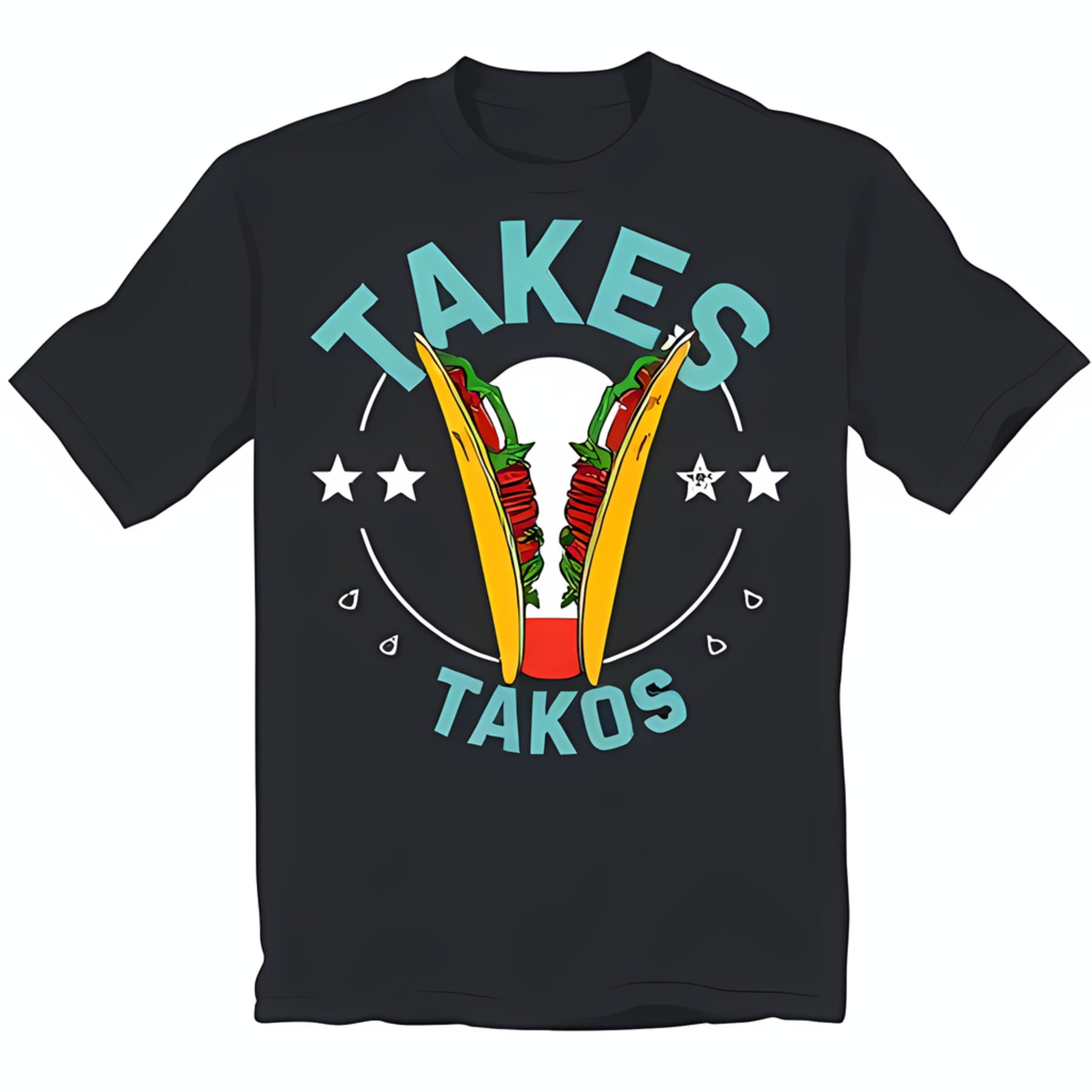 Heart Shaped Crossed Tacos Graphic Black T-Shirt with 'TAKES TAKOS ...