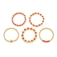 Heart Shaped Crystal Bead Bracelet Set 5 Piece Red Plastic Beaded ...