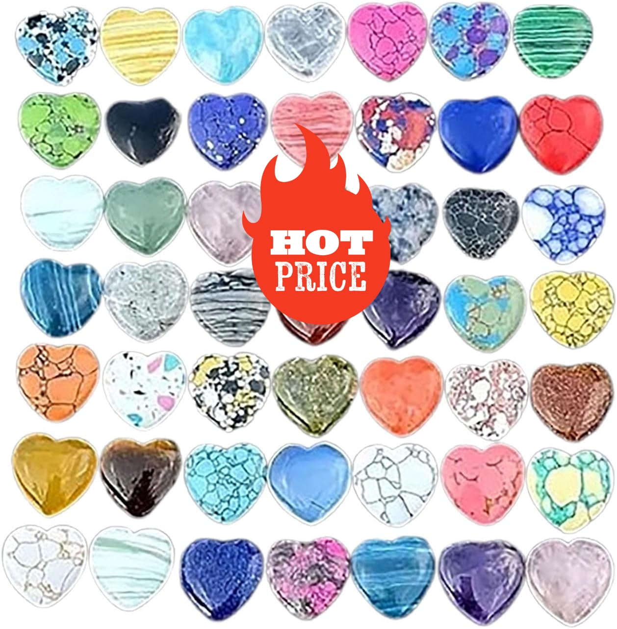 Heart Shaped Crystal Stones, Heart-Shaped Crystal (30PCS), Heart-Shaped ...