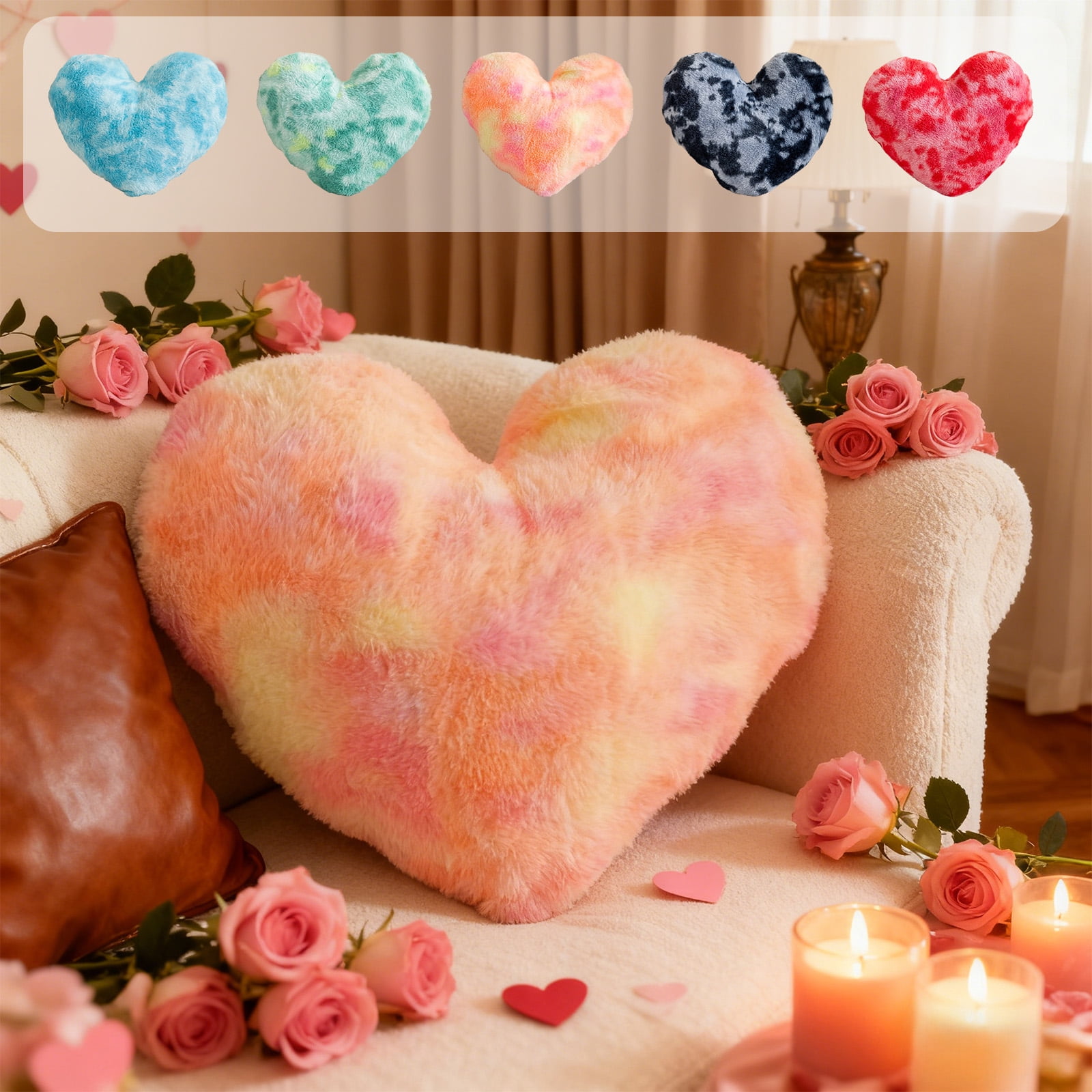 Heart-Shaped Decorative Pillow Cover | Soft Lint Texture | Hand-Dyed ...