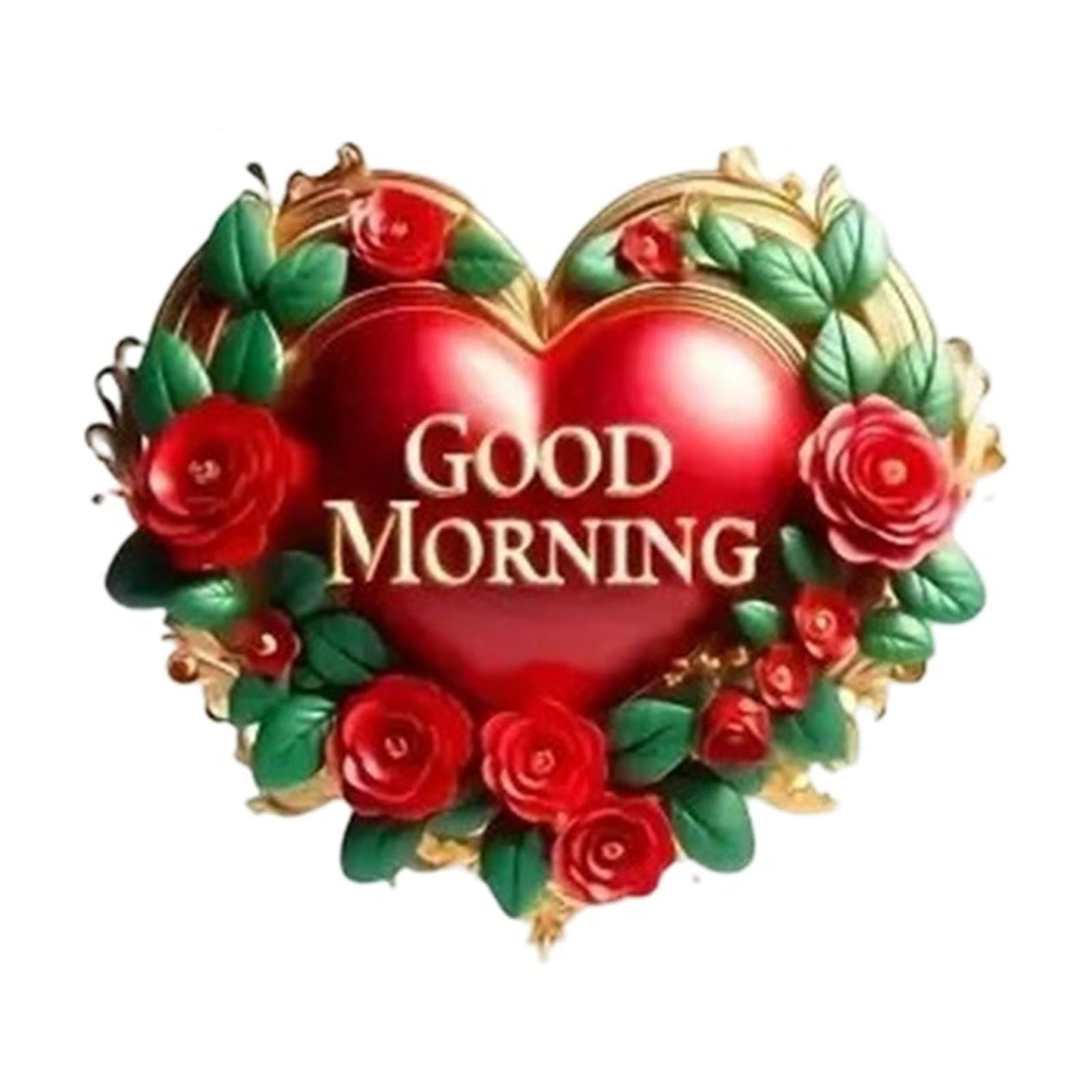 Heart Shaped Decorative Plaque with Good Morning Text and Rose Flower ...
