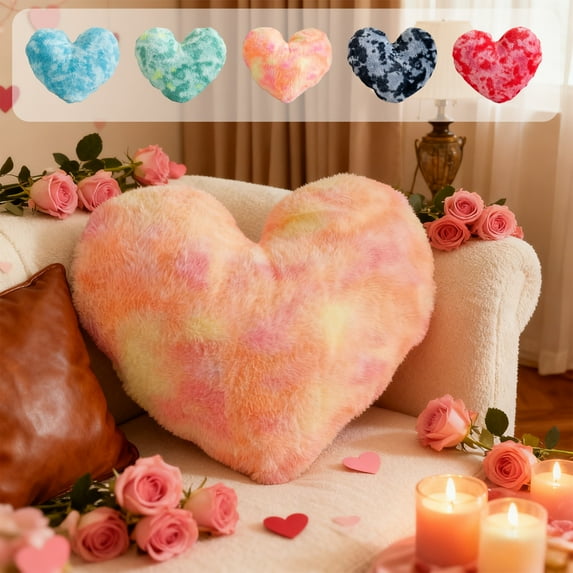 Heart-Shaped Decorative Throw Pillow | Fuzzy Soft Lint Texture | Hand ...