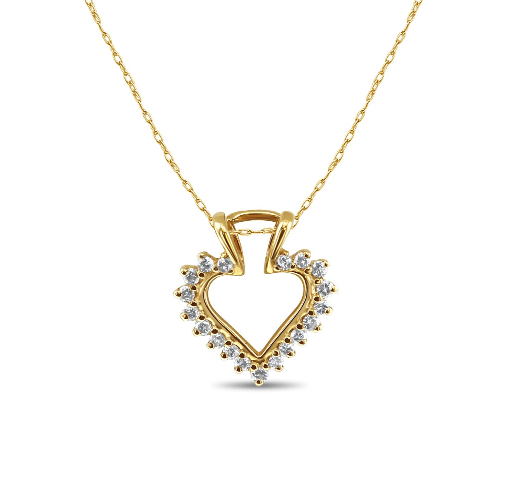 Heart Shaped Diamond cutout Necklace .25cttw 14k Yellow Gold - Walmart.com