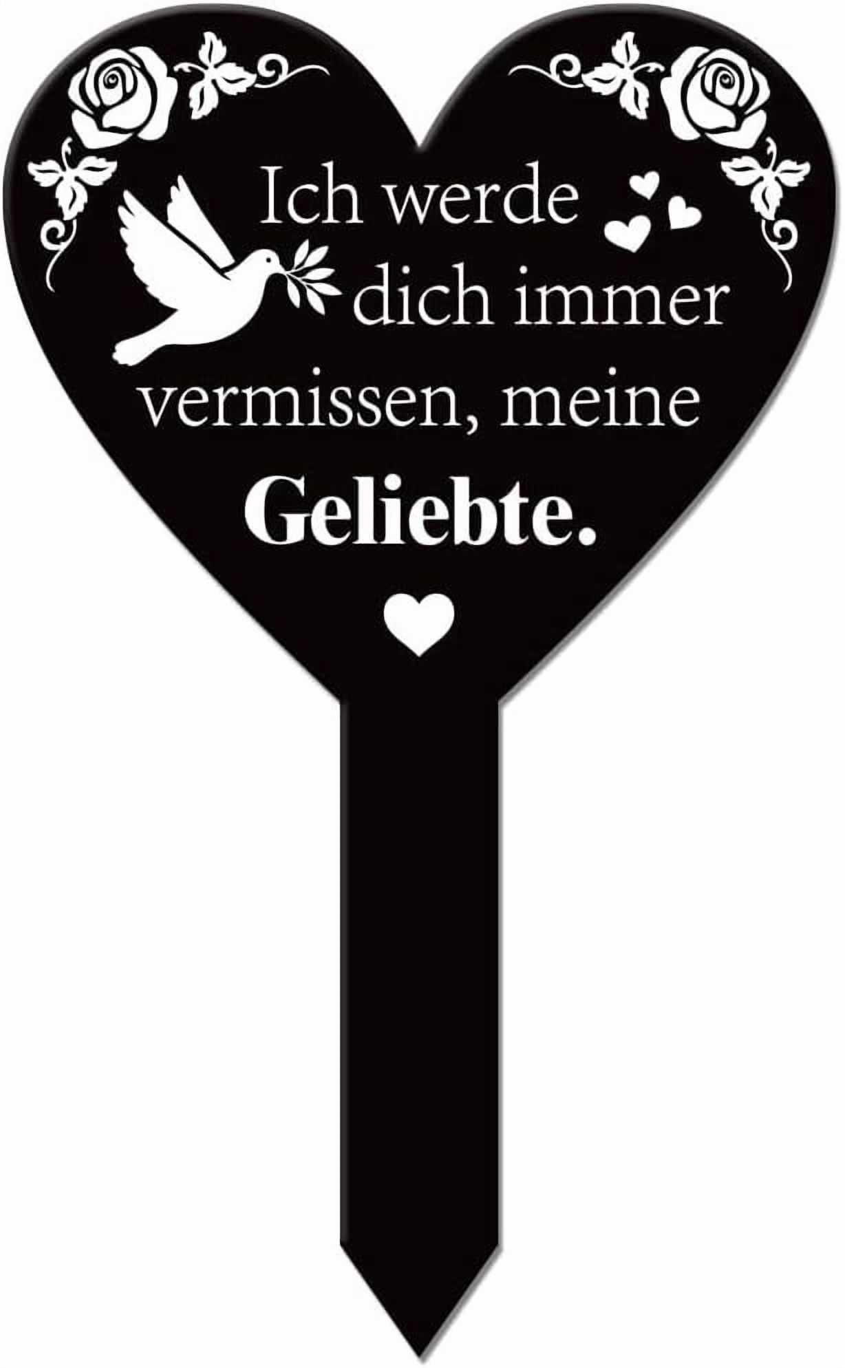 Heart Shaped Dove of Peace Garden Stake Rose Flowers German Text ...