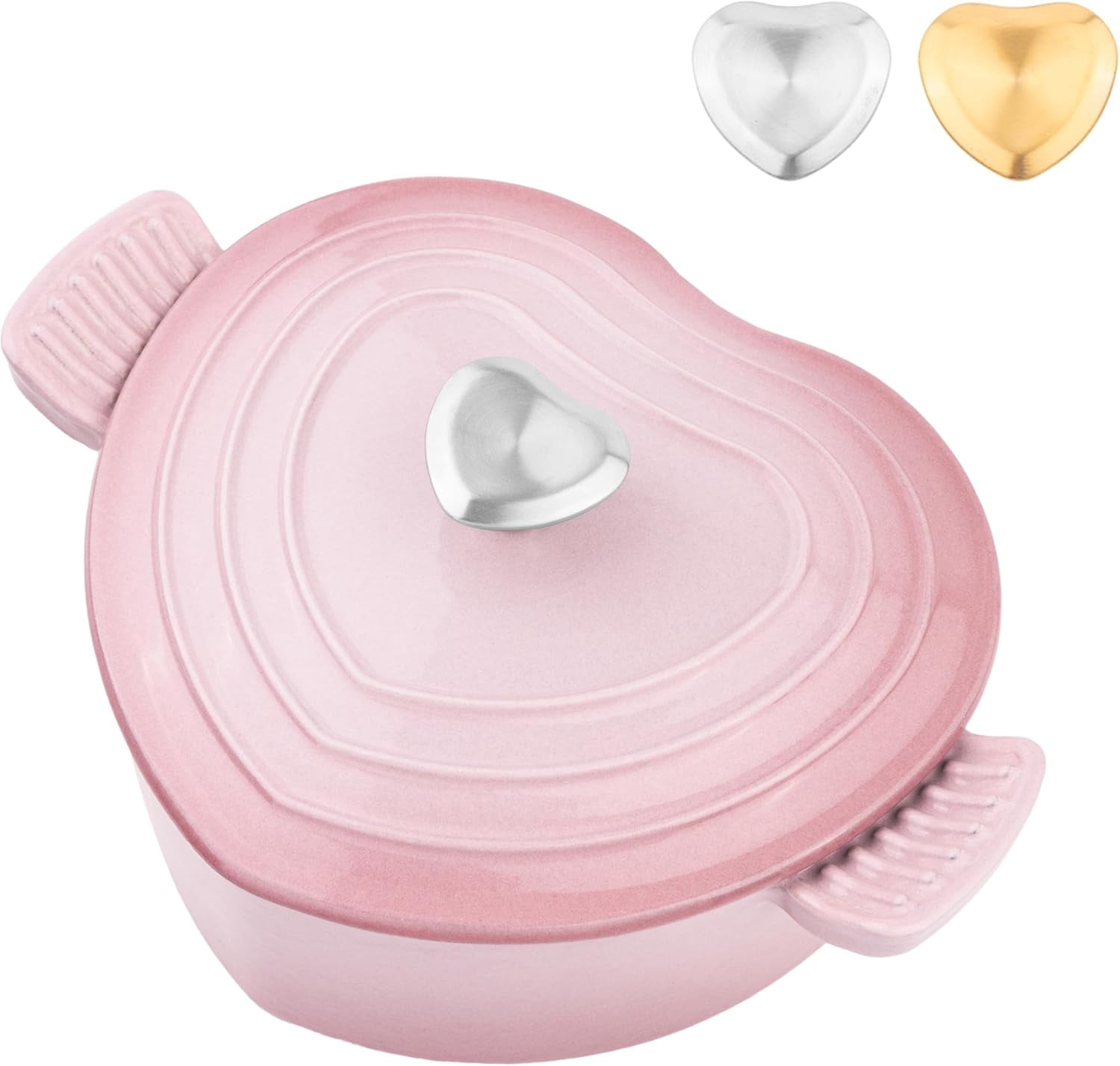 Heart-Shaped Enameled Cast Iron Dutch Oven – 2-Quart Casserole Pot with ...