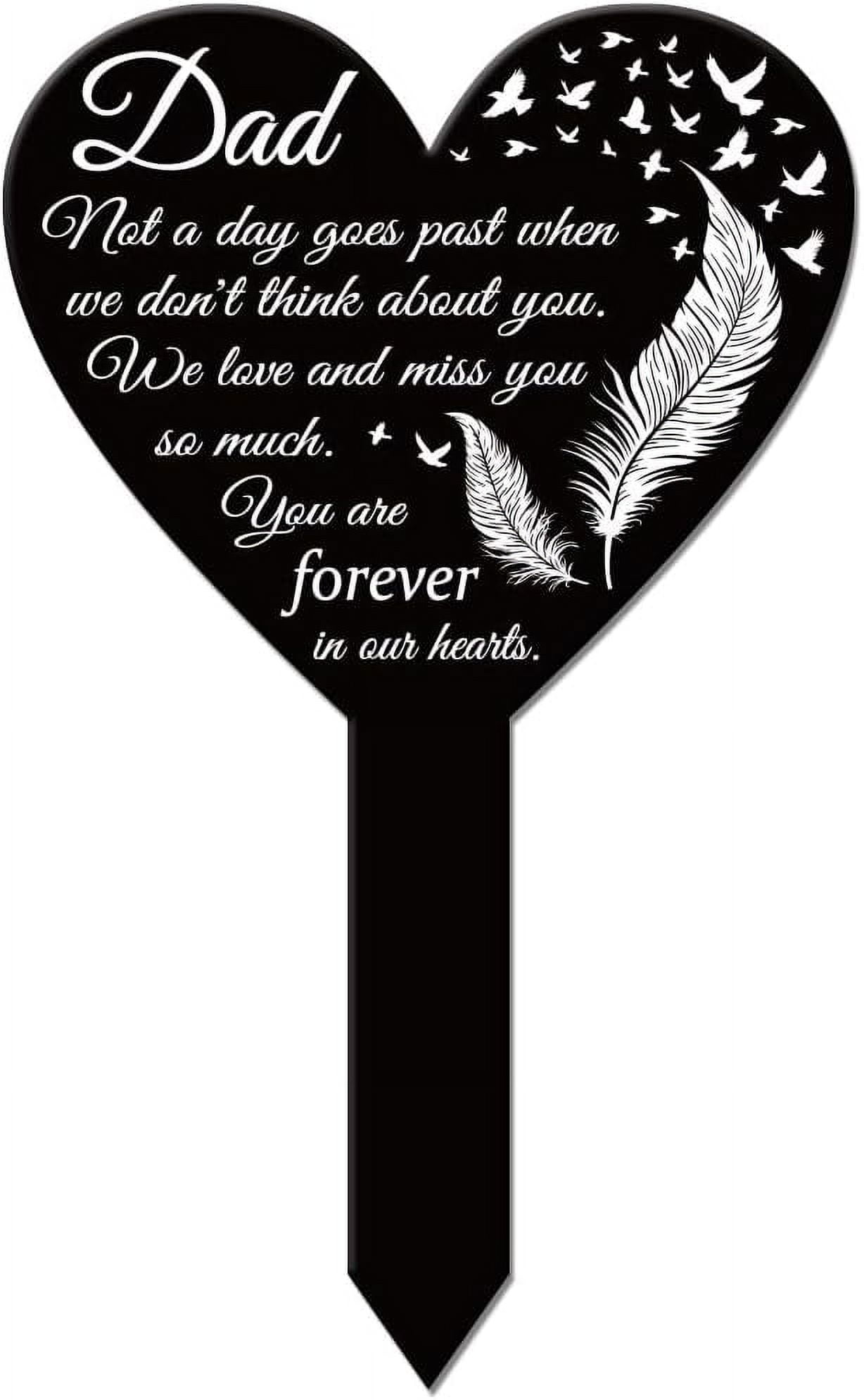 Heart Shaped Feather Father Garden Stake Memorial Remembrance Plaque ...