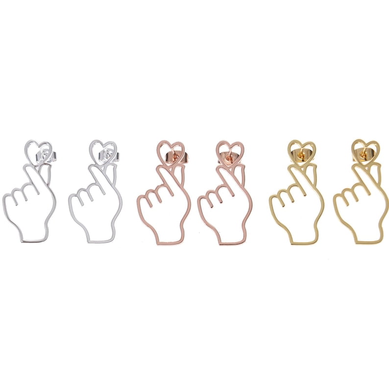 Heart Shaped Finger Earrings | Hand Gesture Love Earrings | Finger ...
