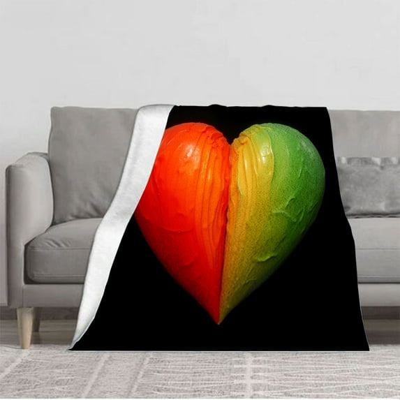 Heart - Shaped Flannel Blanket - Vibrant Red Yellow - Green Gradient ...