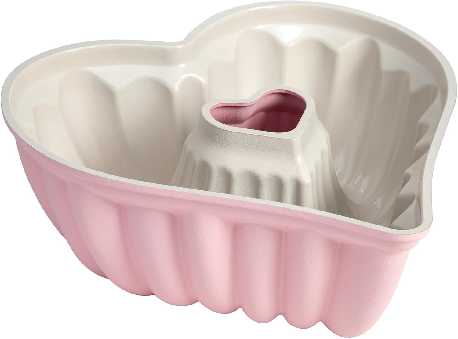 Heart Shaped Fluted Cake Pan, Cast Aluminum with Clean Ceramic Nonstick ...