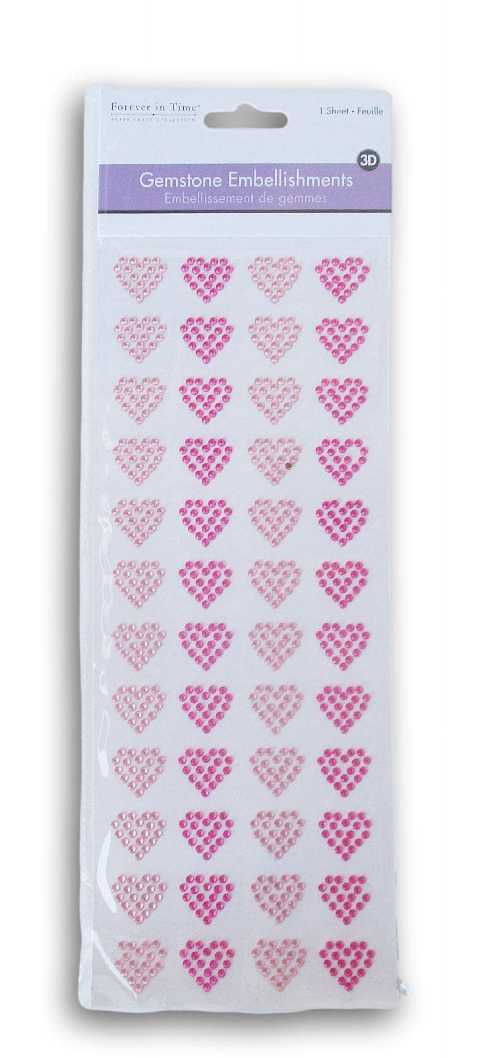 Heart Shaped Gemstone Stickers - Self-Adhesive Miniature Craft Stone ...