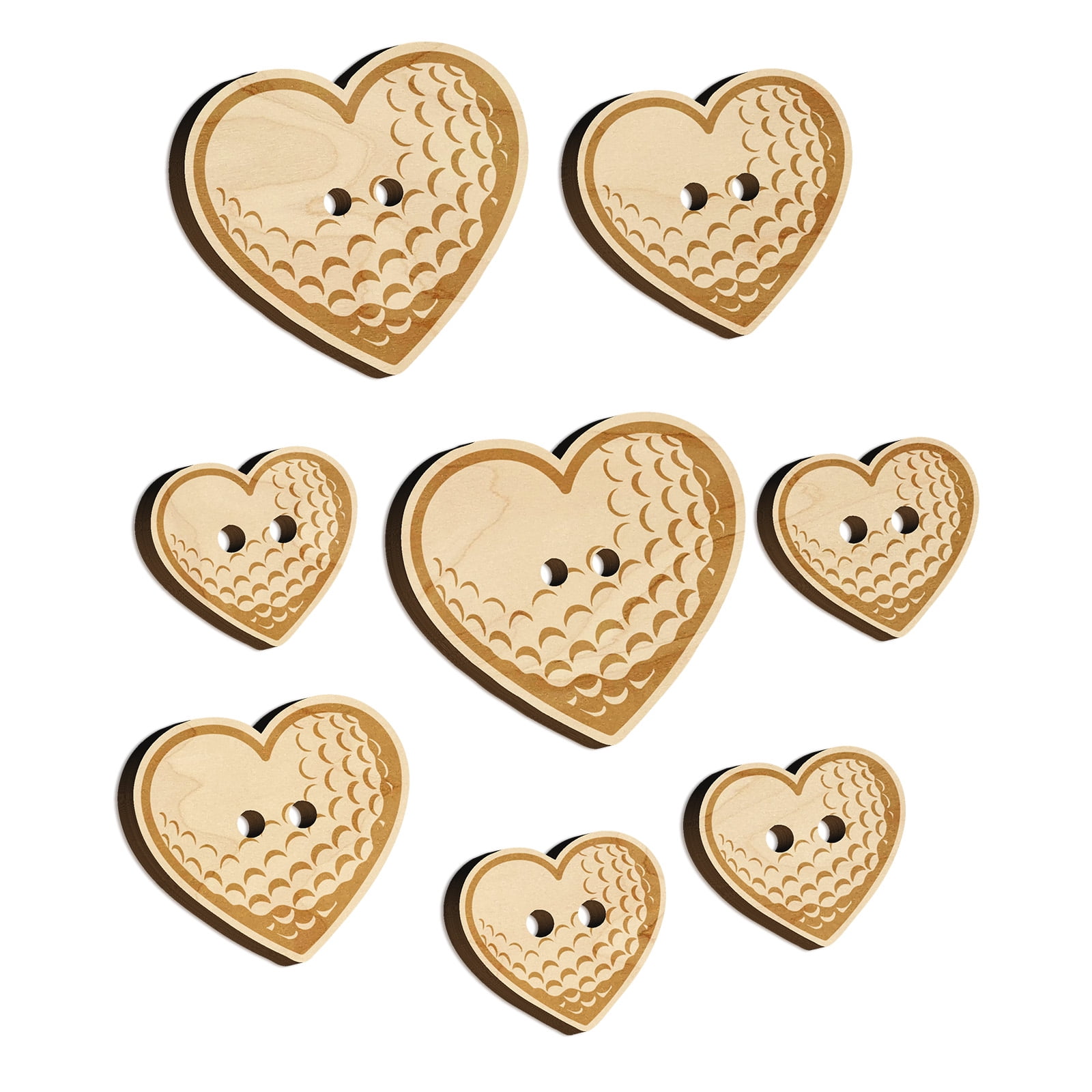 Heart Shaped Golf Ball Sports Wood Buttons for Crochet Knitting Sewing ...