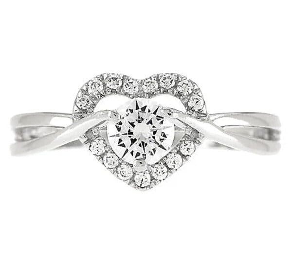 Heart Shaped Halo Diamond Engagement Ring, Infinity Love Diamond Ring ...