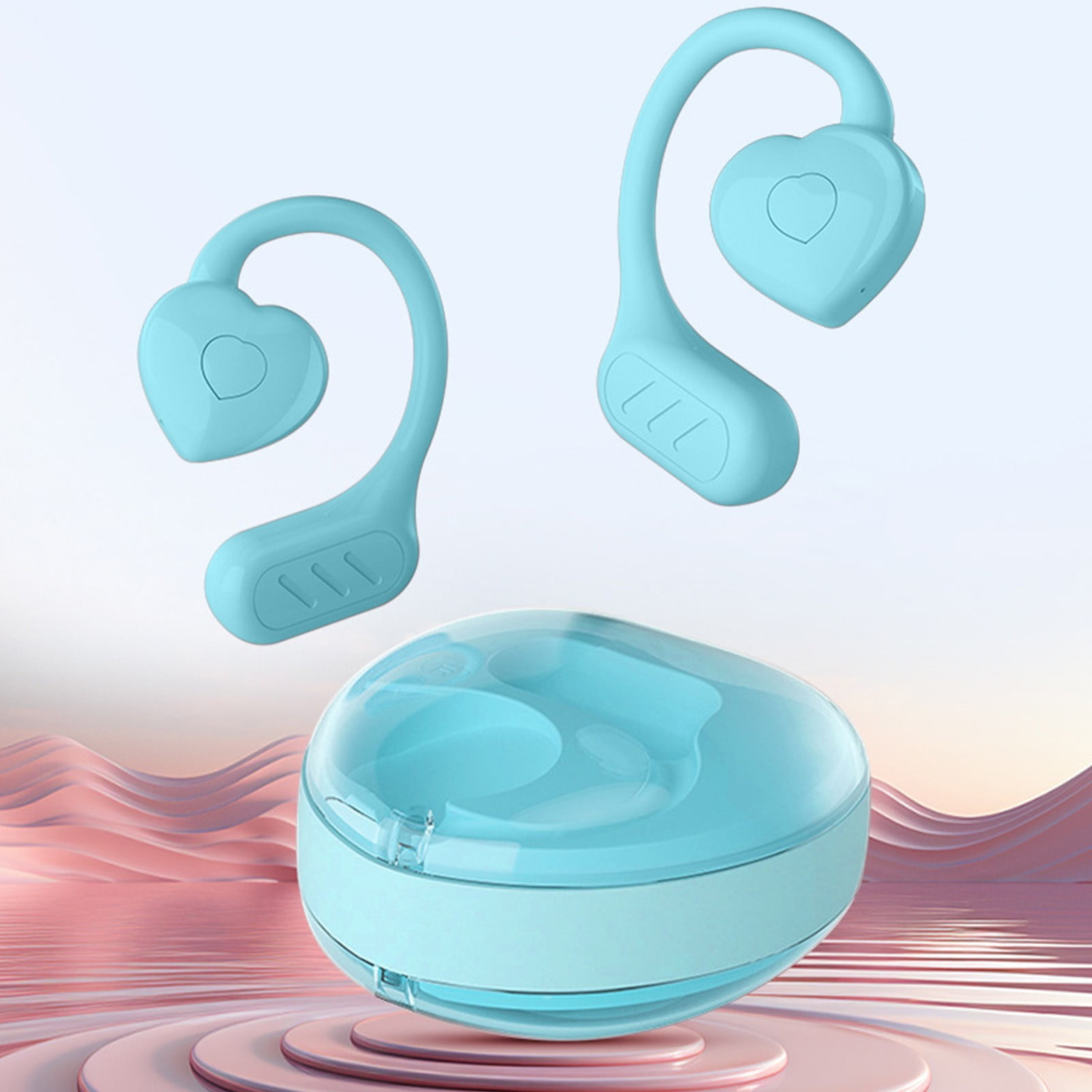 Heart Shaped Heart Earbuds Earphones, Cute Girls Earbuds with Built in Battery Ships HiFi Stereo ...