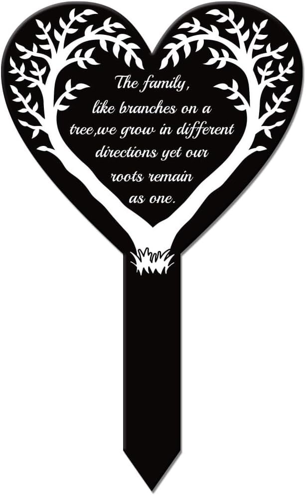 Heart Shaped Heart Tree Garden Stake Memorial Remembrance Plaque Stake ...