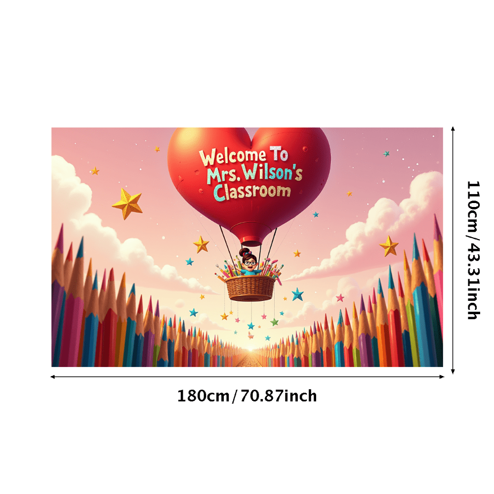 Heart Shaped Hot Air Balloon Themed Welcome Banner for Mrs Wilson ...