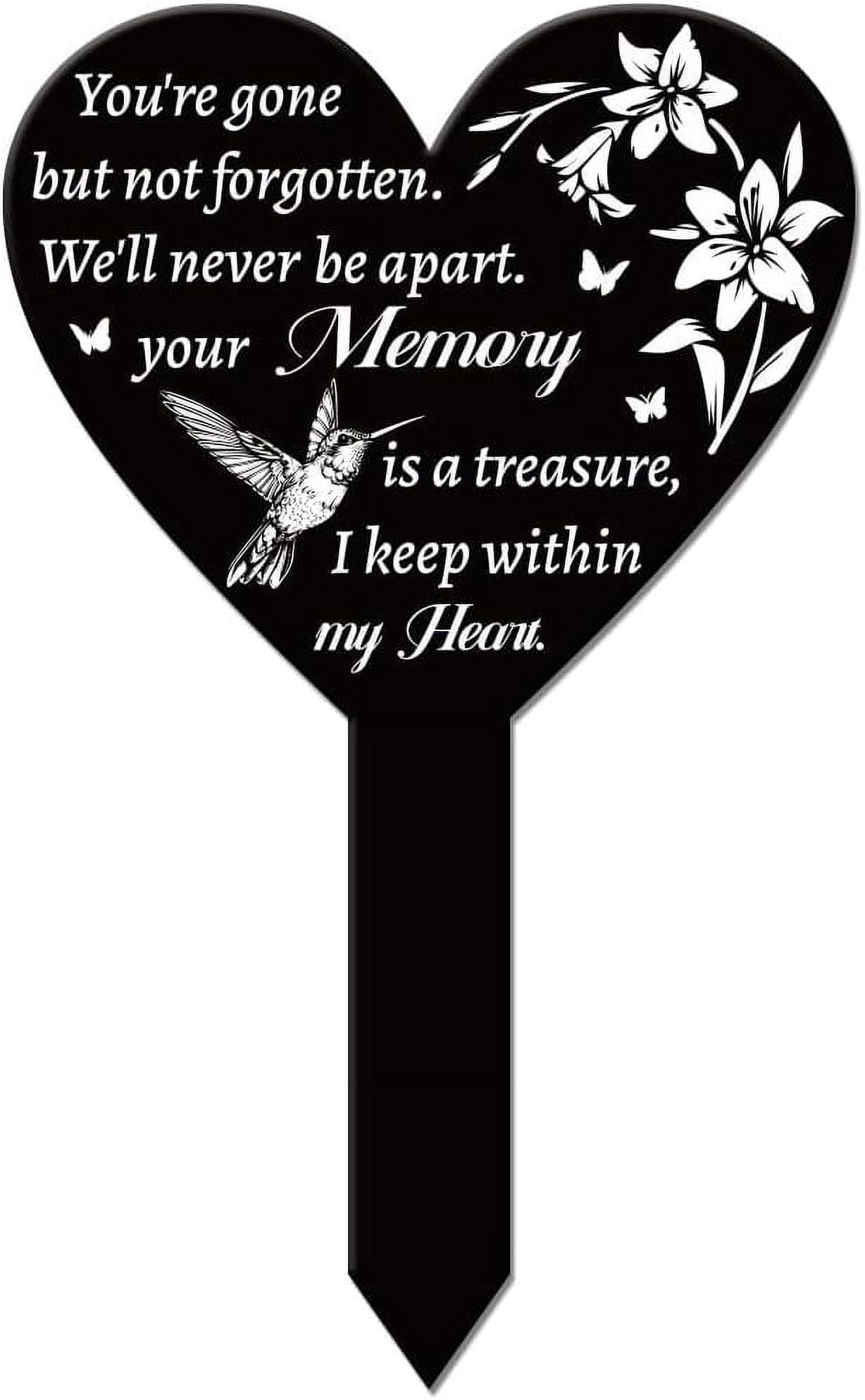 Heart Shaped Hummingbird Lily Garden Stake Memorial Remembrance Plaque ...