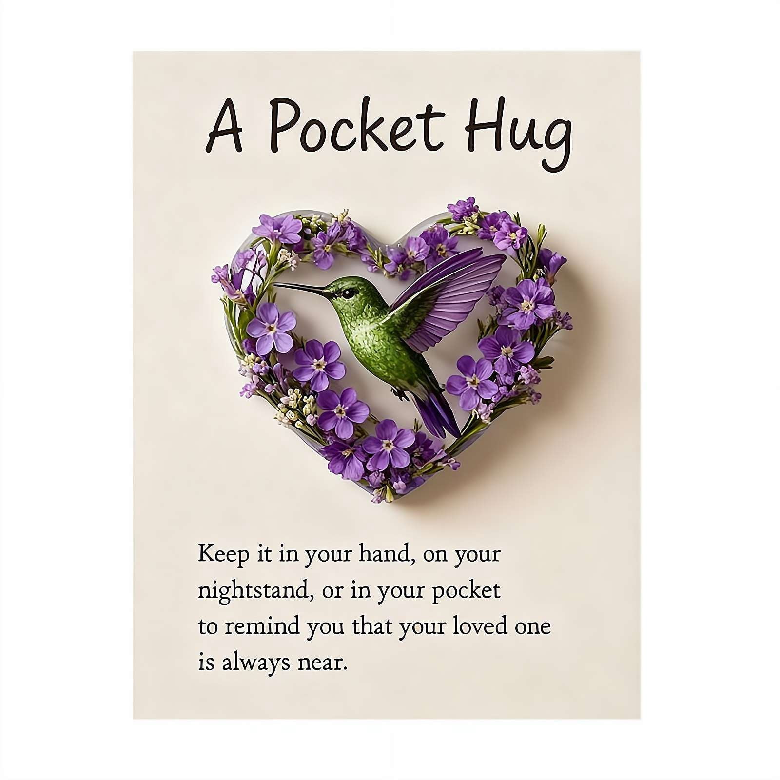 Heart-Shaped Hummingbird Pocket Hug, Mini Acrylic Hug Token with ...