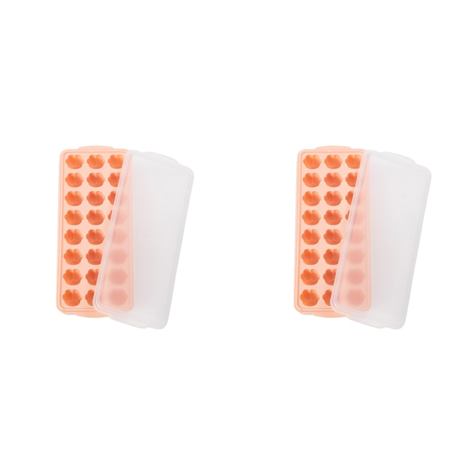 Heart Shaped Ice Cube Trays with Lid and Bin, 24 Hole Silicone Ice Mold ...