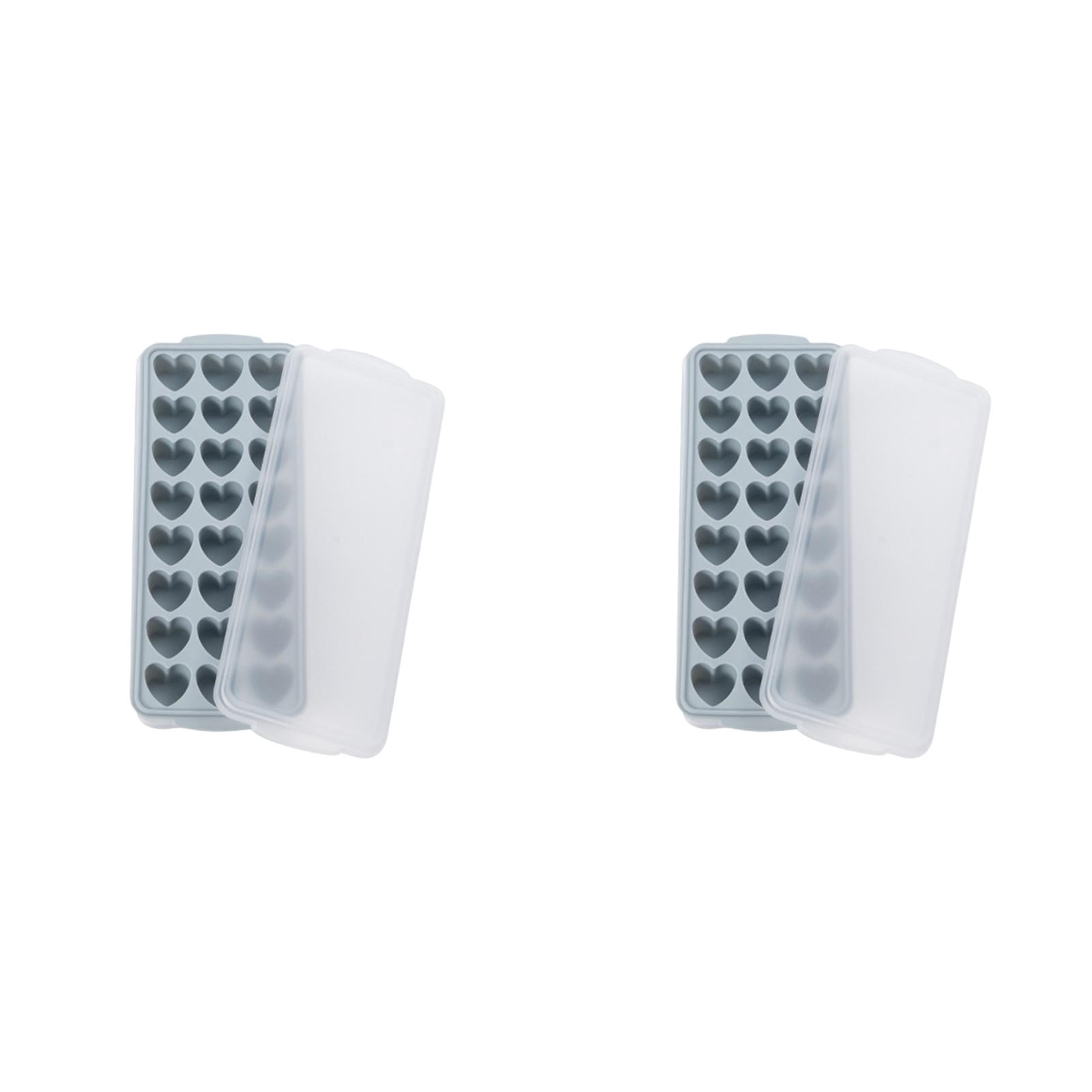 Heart Shaped Ice Cube Trays with Lid and Bin, 24 Hole Silicone Ice Mold ...