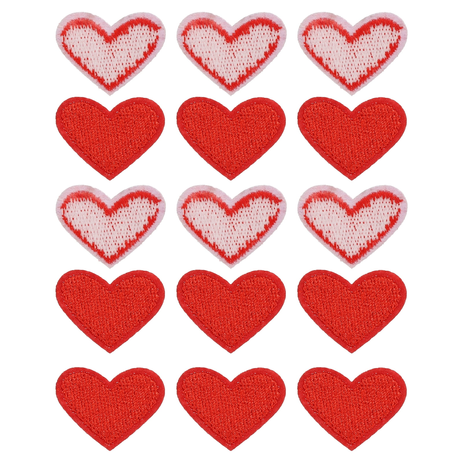 Heart Shaped Iron On Patches Red Embroidered Sew On Love Applique Patches 15 Pack