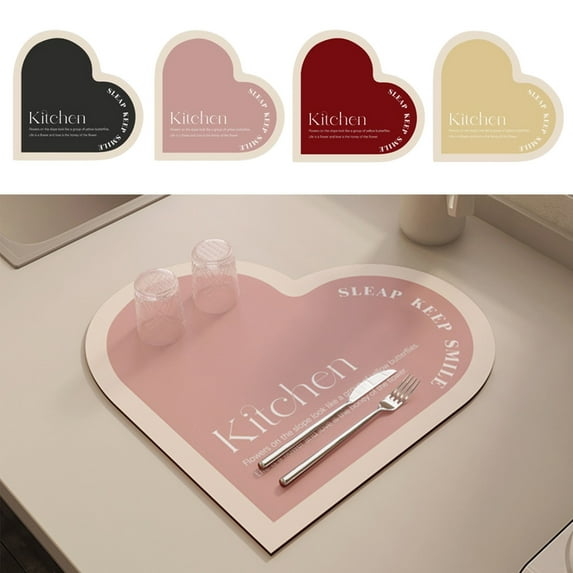 Heart-Shaped Kitchen Sink Draining Pad | Absorbent Diatom Mud ...
