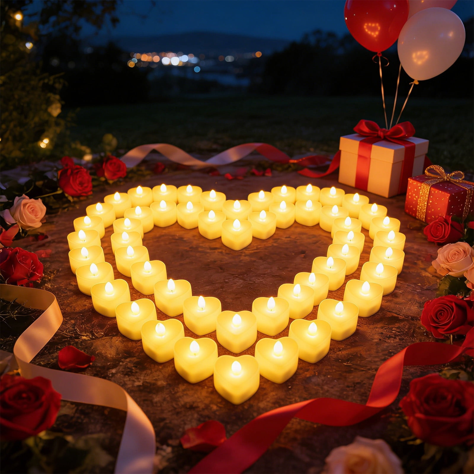 Heart Shaped LED Tealights Candles ,24pcs LED Flameless Candles ...