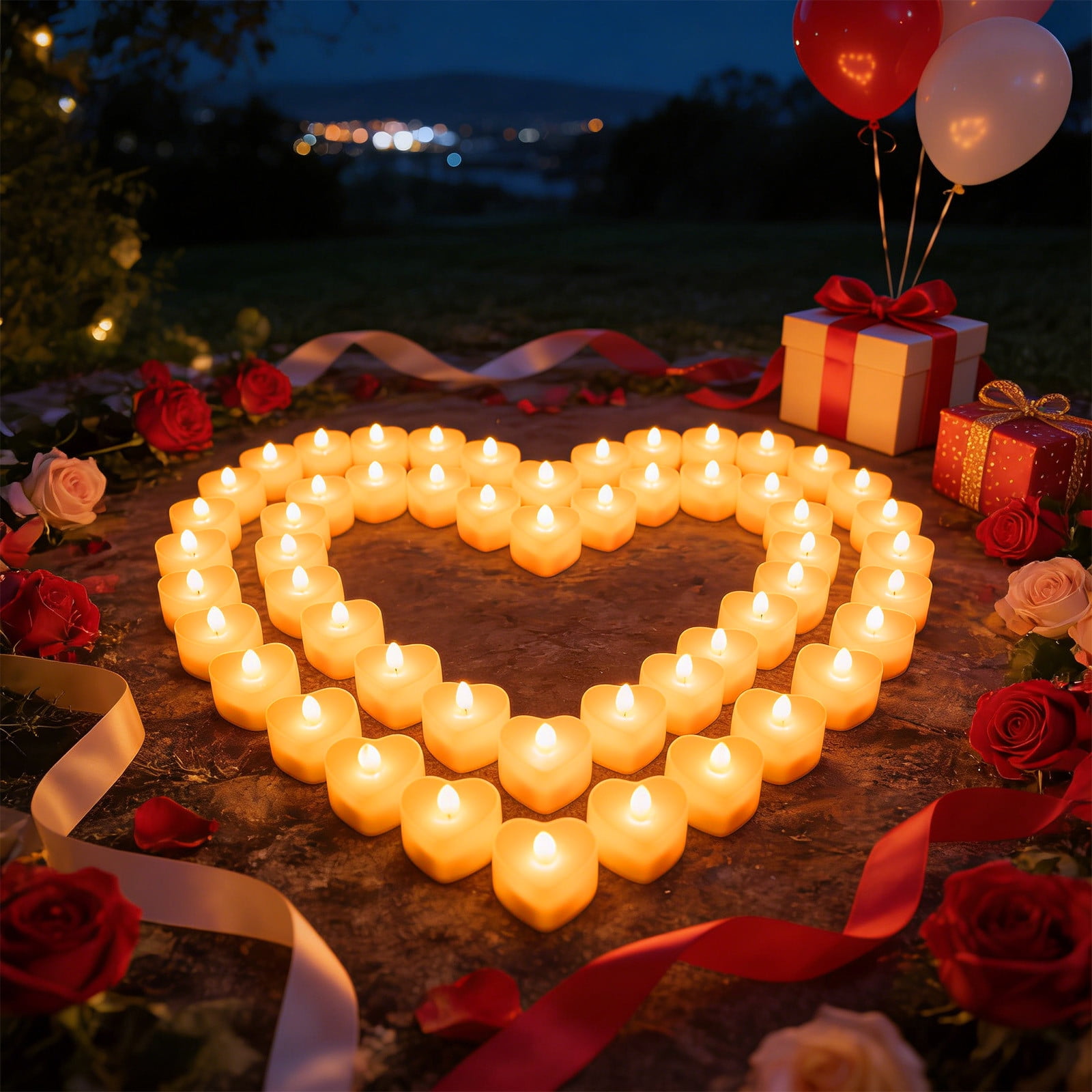 Heart Shaped LED Tealights Candles ,24pcs LED Flameless Candles ...