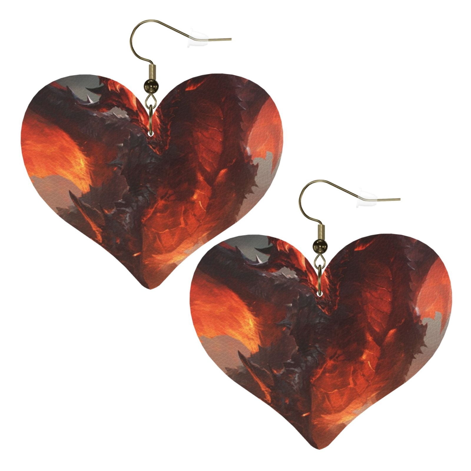 Heart Shaped Leather Stud Earrings - Vegan Faux Leather, Silver Plated ...