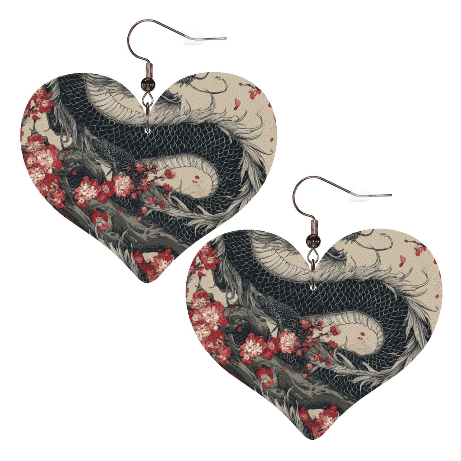 Heart Shaped Leather Stud Earrings - Vegan Faux Leather, Silver Plated, Hypoallergenic ...