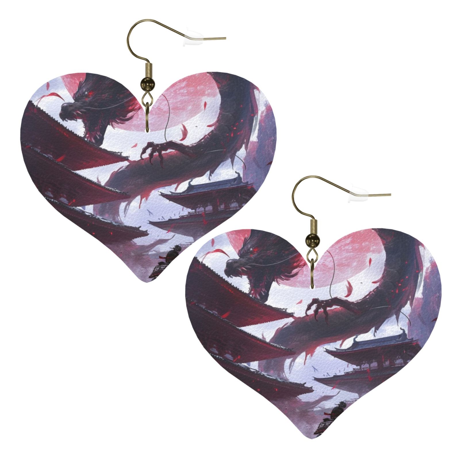 Heart Shaped Leather Stud Earrings - Vegan Faux Leather, Silver Plated ...