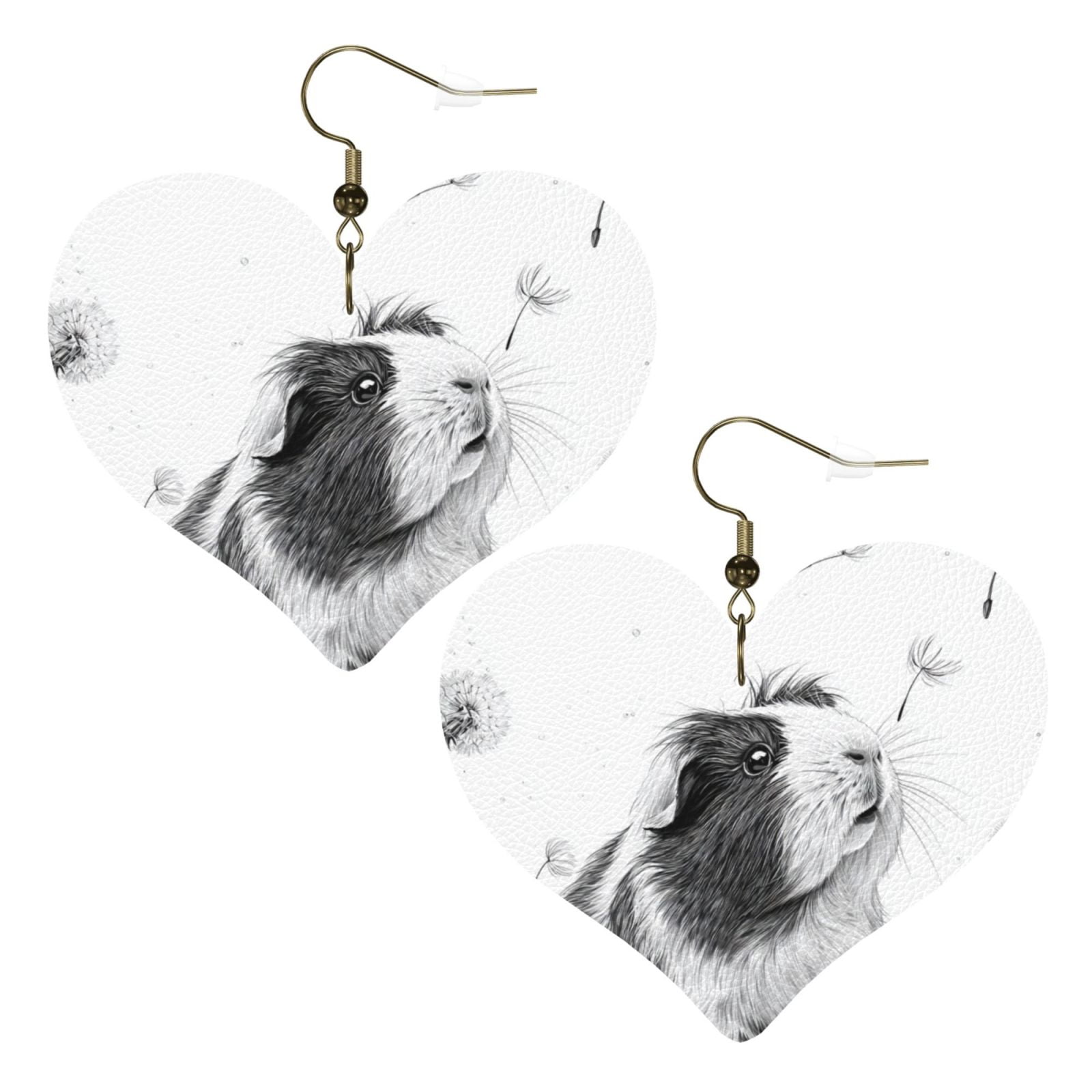 Heart Shaped Leather Stud Earrings - Vegan Faux Leather, Silver Plated ...