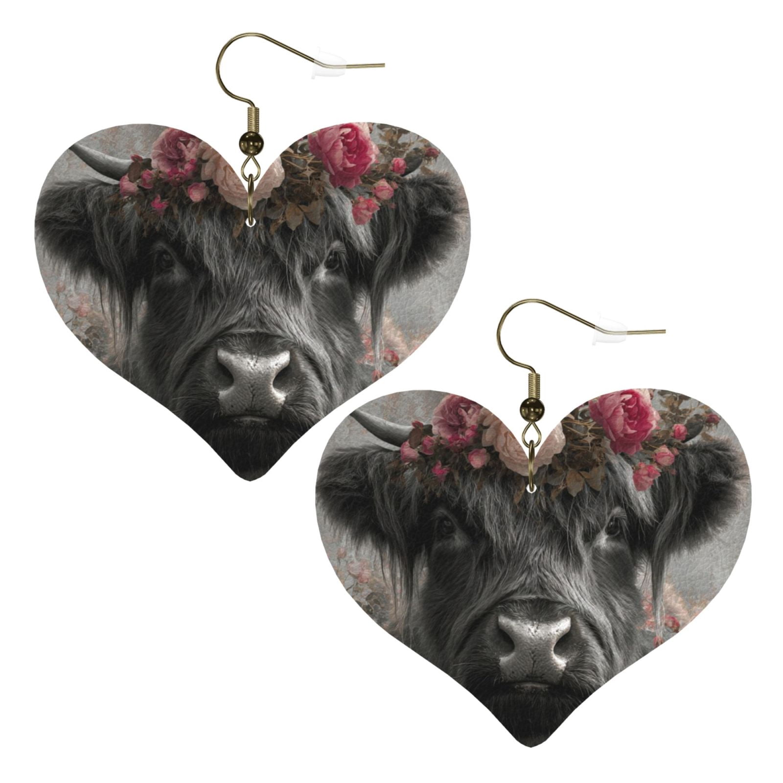 Heart Shaped Leather Stud Earrings - Vegan Faux Leather, Silver Plated ...