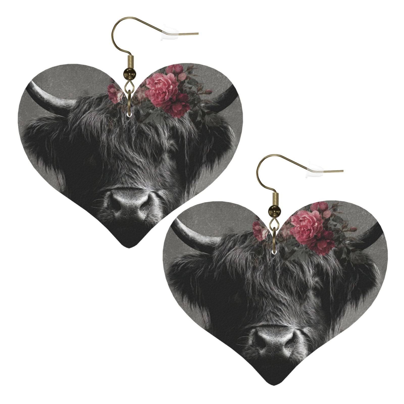 Heart Shaped Leather Stud Earrings - Vegan Faux Leather, Silver Plated, Hypoallergenic ...