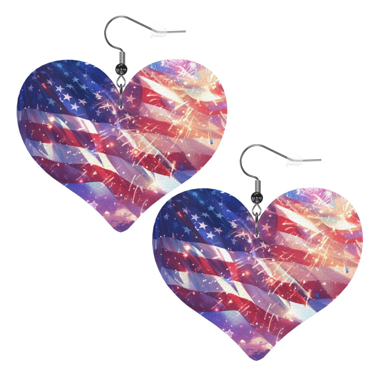 Heart Shaped Leather Stud Earrings - Vegan Faux Leather, Silver Plated, Hypoallergenic ...