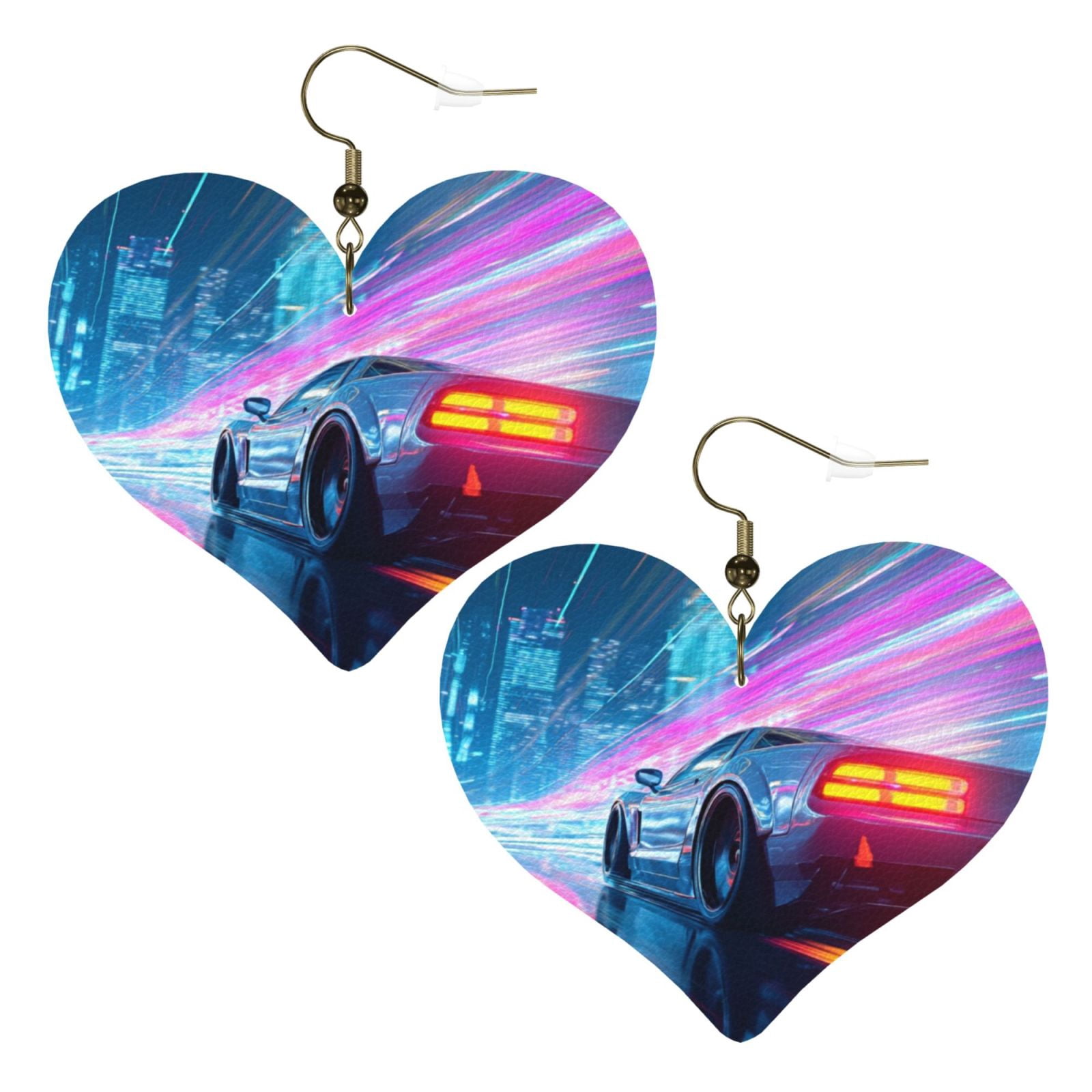 Heart Shaped Leather Stud Earrings - Vegan Faux Leather, Silver Plated ...