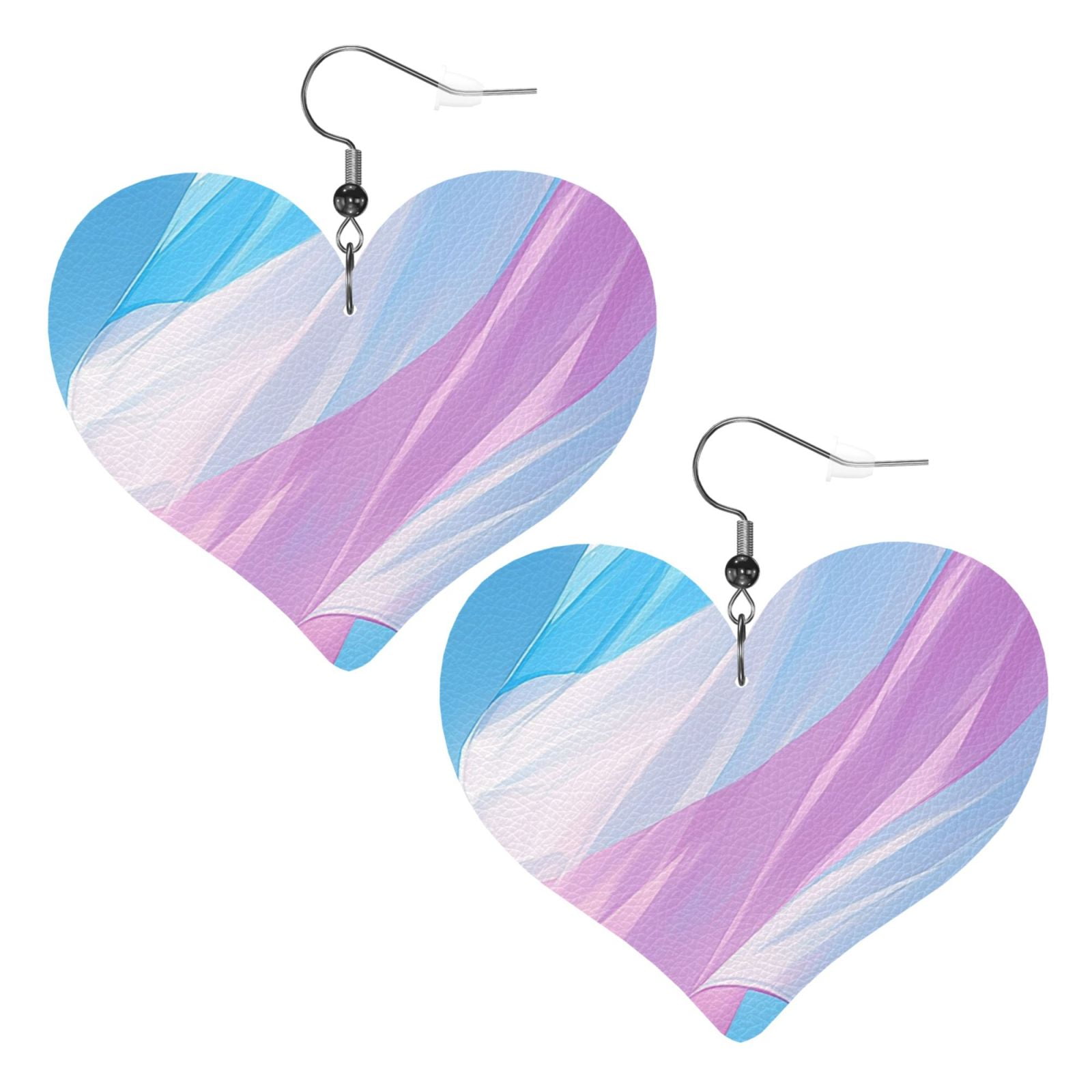 Heart Shaped Leather Stud Earrings - Vegan Faux Leather, Silver Plated, Hypoallergenic ...